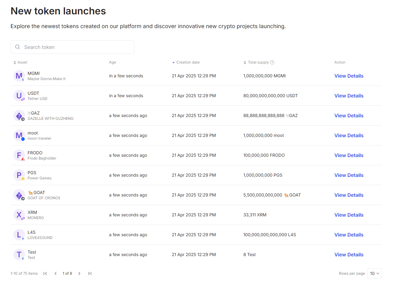 New Crypto Coins Listing Tool - Updated Every Minute