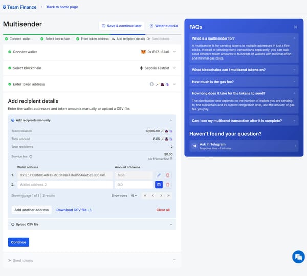 How to send tokens to multiple accounts in bulk - Tutorial